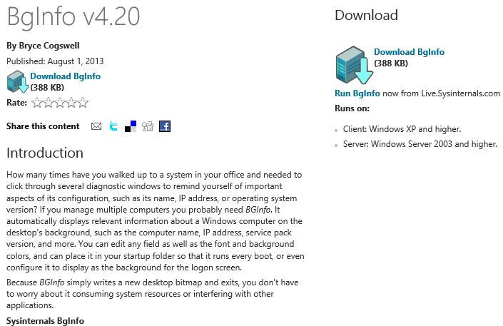 Utilisez et configurez BGInfo - all Info SERVICE